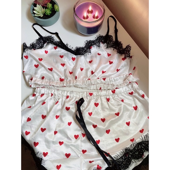 Intimates & Sleepwear | Satin And Eyelash Lace Sleep Set | Poshmark
